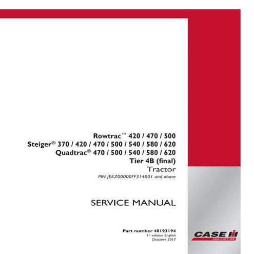Case ih steiger 620 tier 4 b (final) tractor service repair manual pin ...