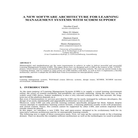 A New Software Architecture for LMS with SCORM Support | PDF