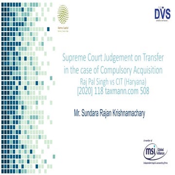 Recent Judgement of SC on Taxation of CG under Compulsory Acquisition ...