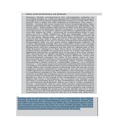 caselet on the strategic management in marketing | DOCX