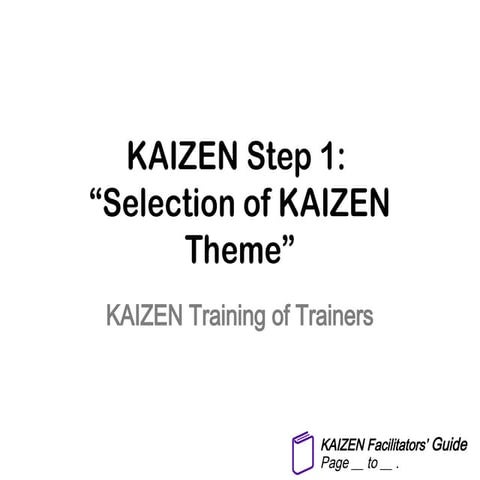 KAIZEN Step 1: Selection of KAIZEN THEME | PPT