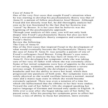 Case of Anna OOne of the very first cases that caught Freud’s atte.docx ...