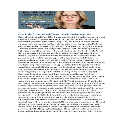 Case Organizational Climate nursing assignment tutor.docx