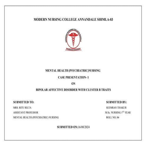 CASE PRESENTATION1.pdf bipolar disorder in which both mania and ...