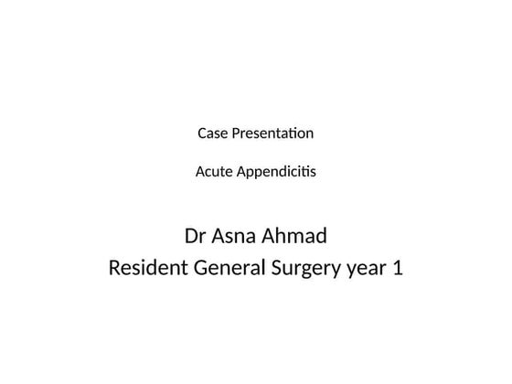 CASE PRESENTATION ON ACUTE APPENDICITIS | PPTX | Blood Disorders ...