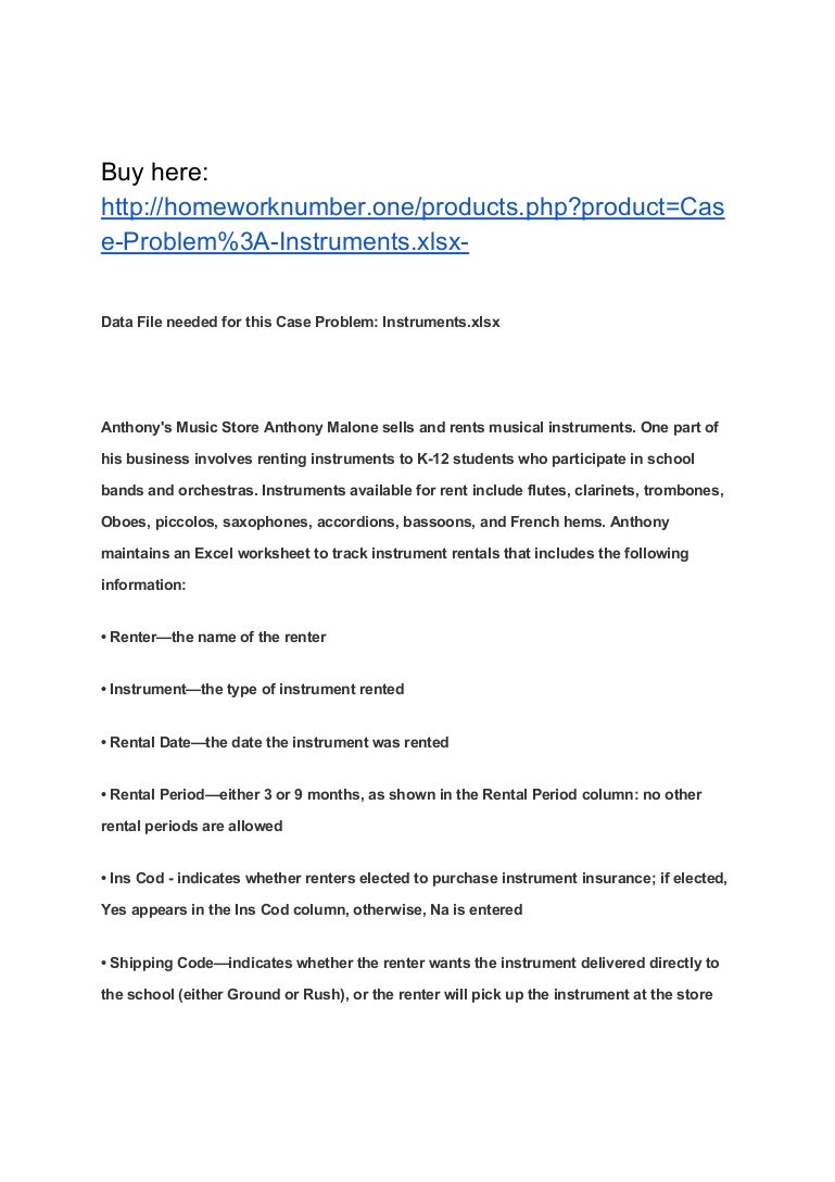 Case Problem: Instruments.xlsx