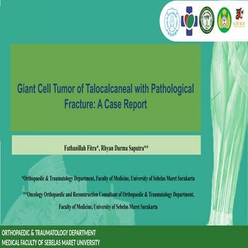 a Case Report GCT Talocalcaneal on women | PPT | Free Download