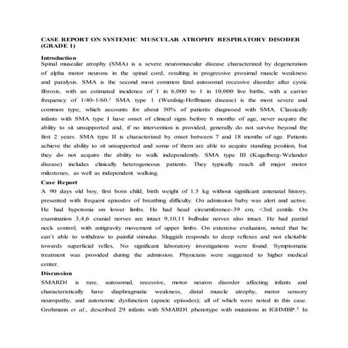 Case report on systemic muscular atrophy respiratory disoder | PDF