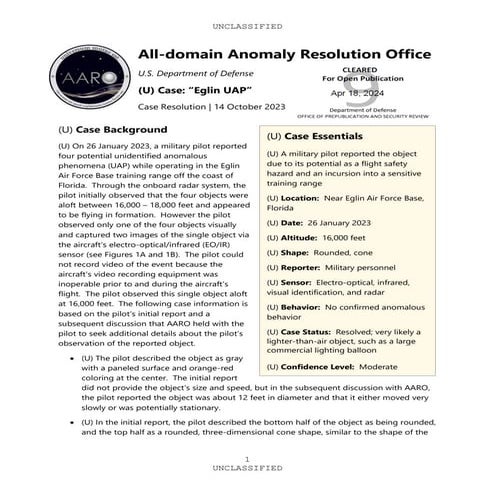 All-domain Anomaly Resolution Office U.S. Department of Defense (U ...