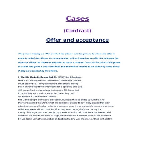 Law of Contract Cases | DOCX