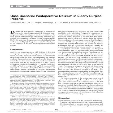 Case scenario postoperative delirium in elderly | PDF