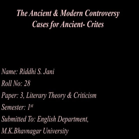 Ancient versus modern | PPTX