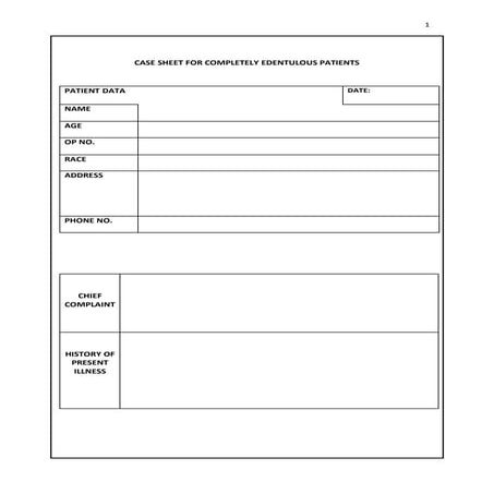 Case sheet for complete denture patients | PDF