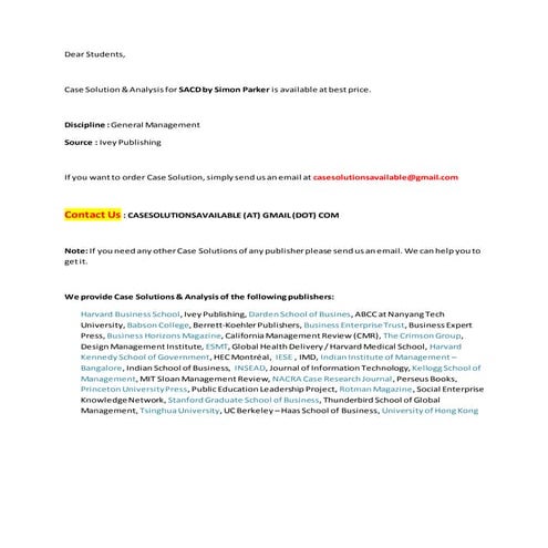 Case Solution for SACD | PDF