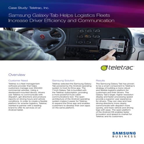 Samsung Galaxy Tab Helps Logistics Fleets Increase Driver Efficiency ...