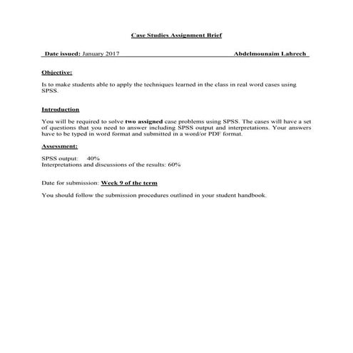 Case studies assignment brief | PDF