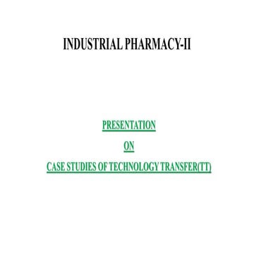 Case studies on Technology Transfer | PPTX