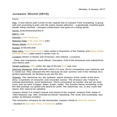 Jurassic park film series | PPTX