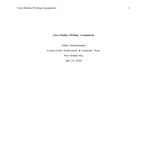 Case studies writing assignment | DOCX