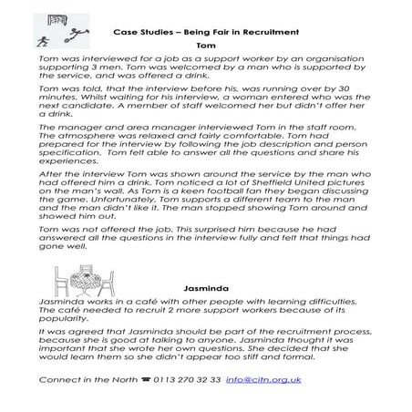 Case studies about being fair in recruitment | DOC