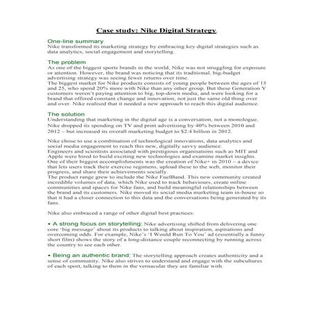 Case study: Nike Digital Strategy | PDF