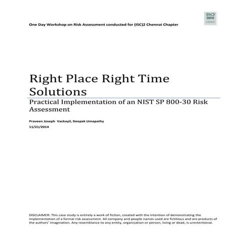 Risk Assessment Case Study | PDF