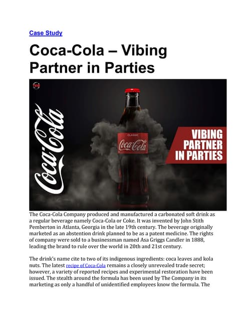 Group Discussion: A Case Study of Coca-Cola based on POE Framework | PPTX