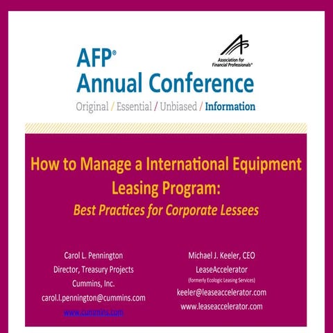 How to Manage an International Equipment Leasing Program | PPT