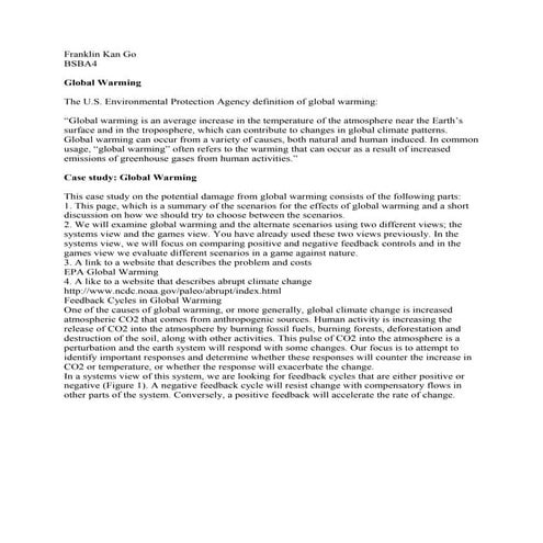 Case study global warming | DOC