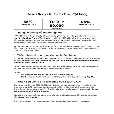 Case Study SEO - Dịch vụ vận chuyển - SEONGON | PDF