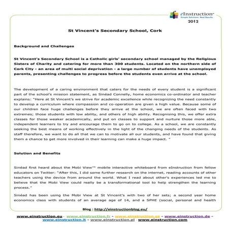 Case study - Ireland - St Vincent’s Secondary School, Cork | PDF