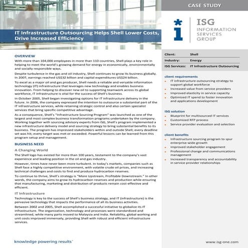 IT Infrastructure Outsourcing Helps Shell Lower Costs, Drive Increased ...