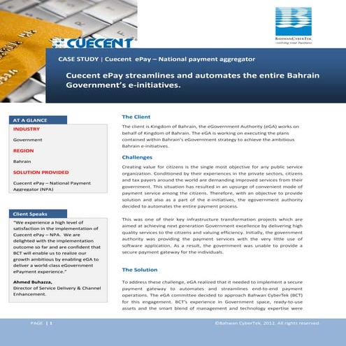 Cuecent ePay streamlines and automates the entire Bahrain Government’s ...