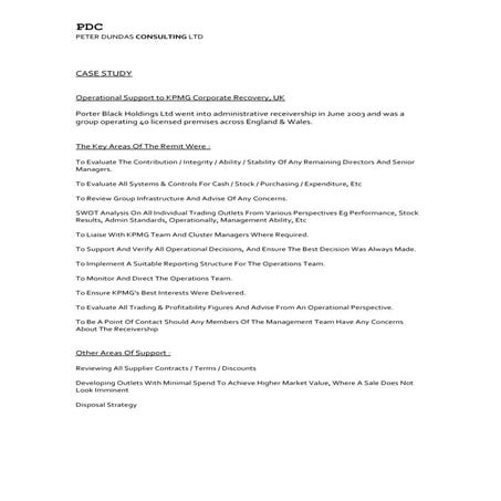Case study kpmg corporate recovery | PDF
