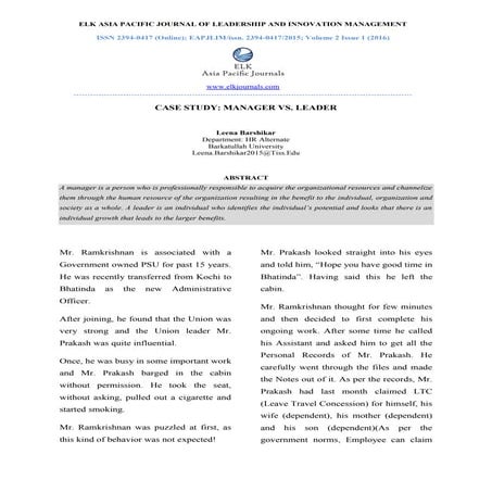 Case study manager-vs-leader | PDF