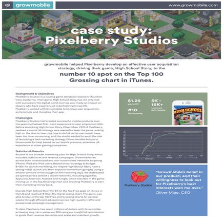 GrowMobile Case Study: Pixelberry Studios | PDF