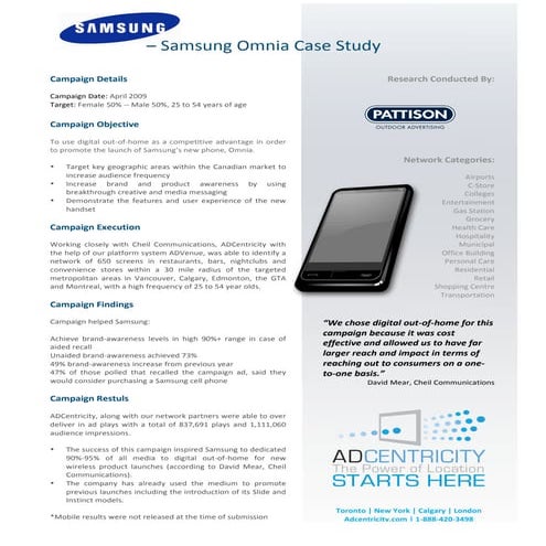 ADCentricity Case Study - Samsung 2009 | PDF