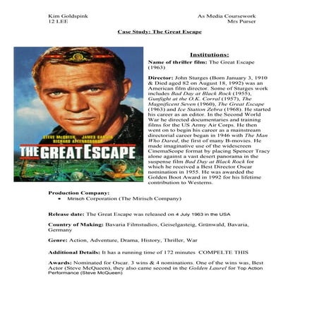 Case Study - The Great Escape | DOC | Movies | Entertainment