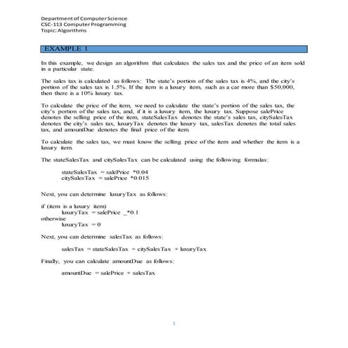 Casestudy 01 algorithms | DOCX