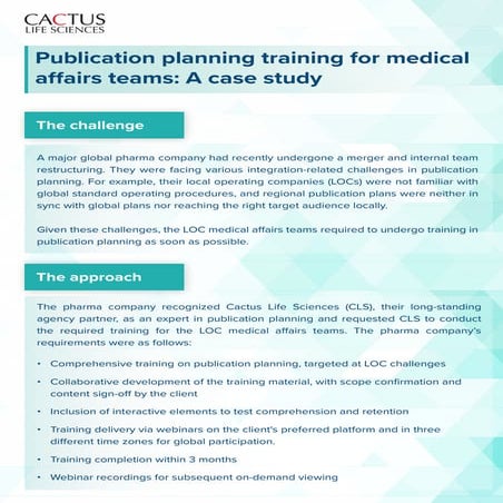 Publication planning training for medical affairs teams: A case study | PDF