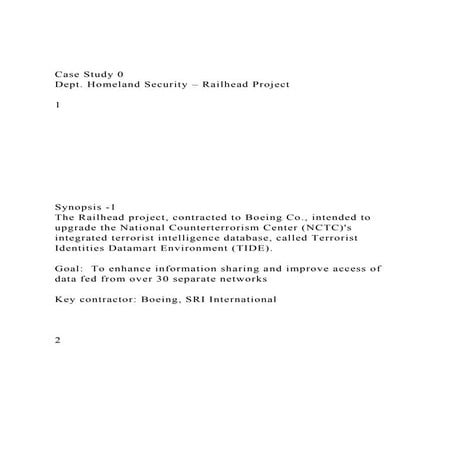Case Study 0Dept. Homeland Security – Railhead Project1.docx
