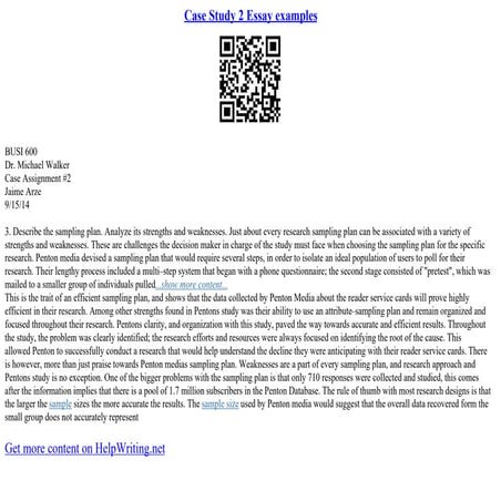 Case Study 2 Essay Examples | PPT