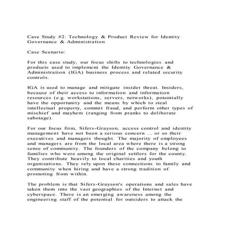 Case Study #2 Technology & Product Review for Identity Governan | PDF