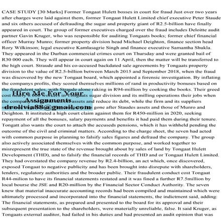 CASE STUDY [30 Marks] Former Tongaat Hulett bosses in court for frau.pdf