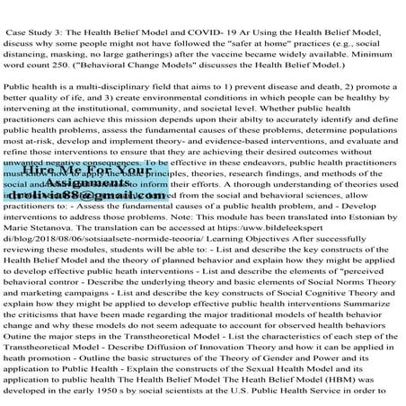 Case Study 3 The Health Belief Model and COVID- 19 Ar Using the .pdf