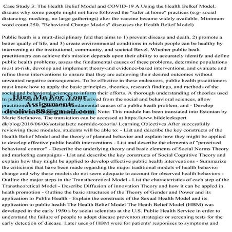 Case Study 3 The Health Belief Model and COVID-19 A Using the Health.pdf