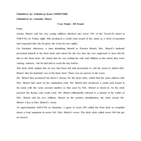 Case study ID Fraud | DOCX