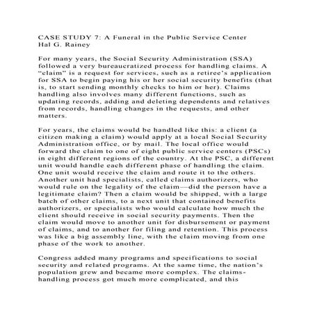 CASE STUDY 7 A Funeral in the Public Service CenterHal G. Rainey.docx