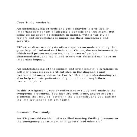 Case Study AnalysisAn understanding of cells and cell behavi.docx | Genetics | Science