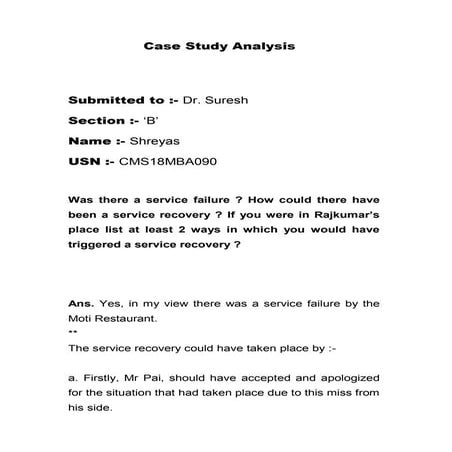 Service Quality --- Case study analysis --- Shreyas Sinha CMS18MBA090 ...